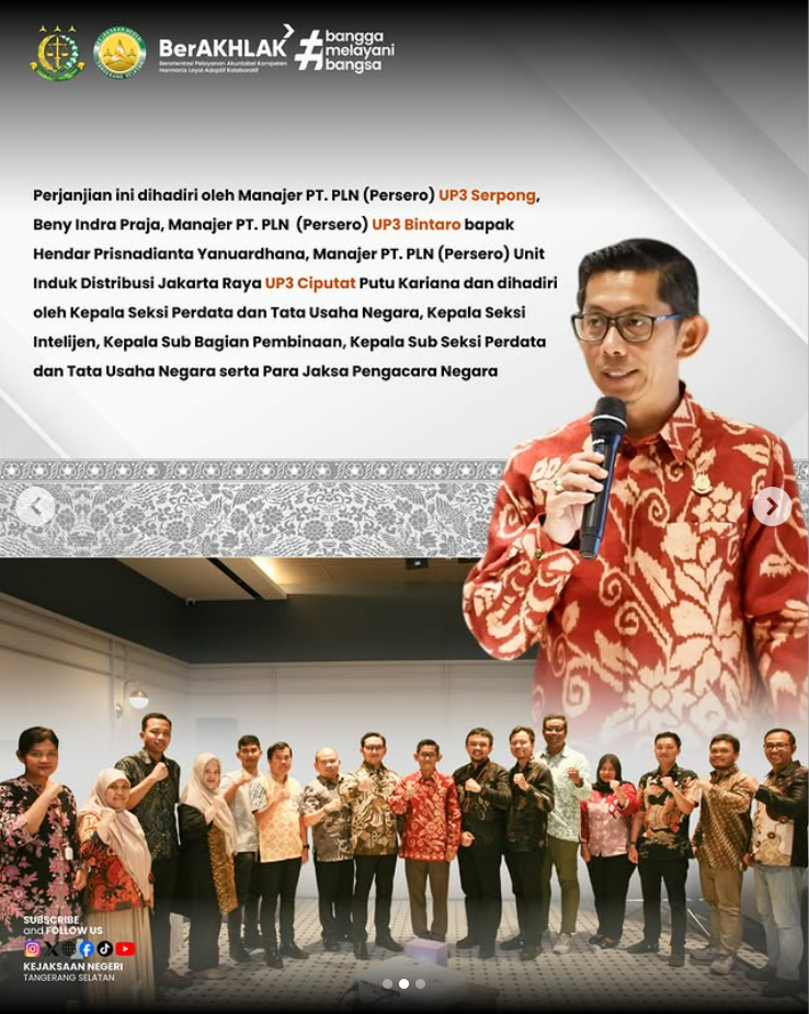 Perjanjian Kerja Sama PT PLN (Persero) UP3 Serpong, UP3 Bintaro, dan ...